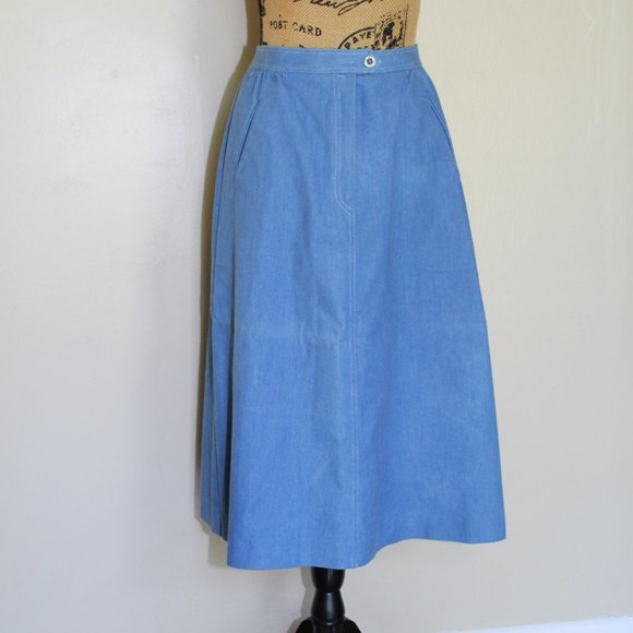 Koret | Skirts | Vintage Koret City Blues Blue Denim Aline Midi Skirt ...